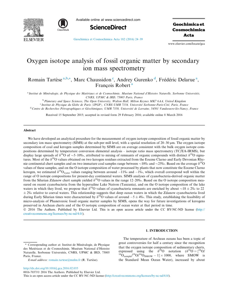 Oxygen Isotope Analysis via SIMS | PDF