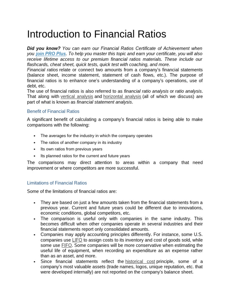 Understanding Financial Ratios Explained | PDF | Earnings Per Share ...