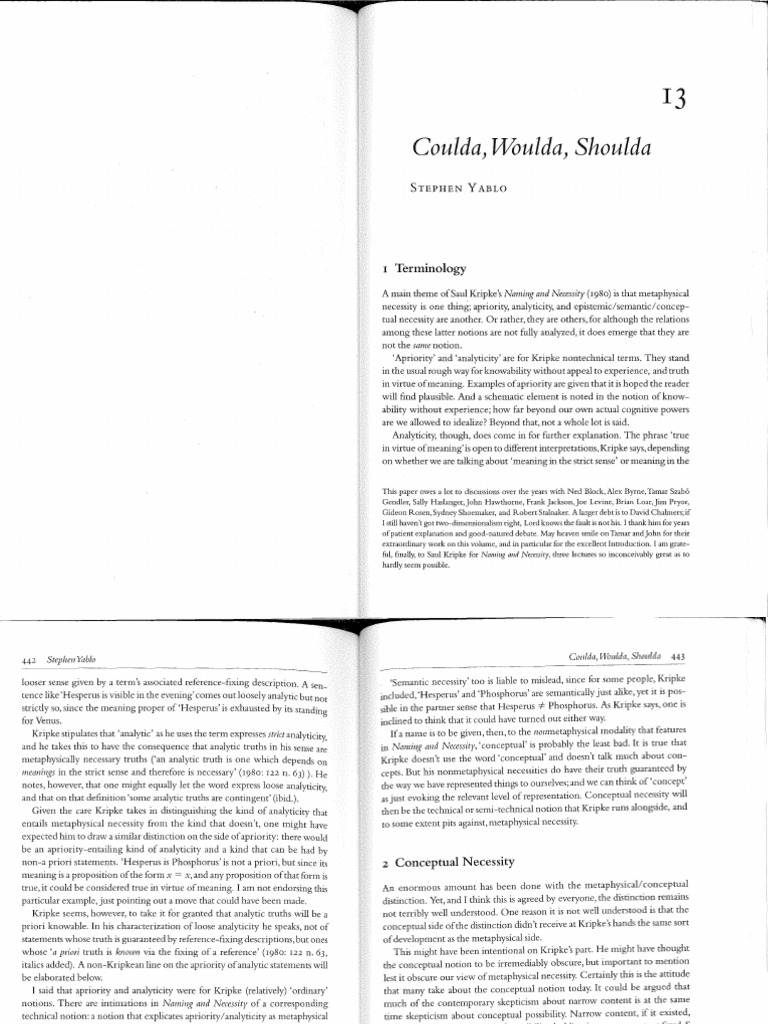 Yablo - Coulda | PDF | A Priori And A Posteriori | Truth