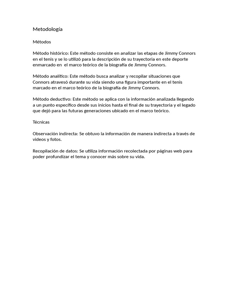 Metodología de Jimmy Connors | PDF