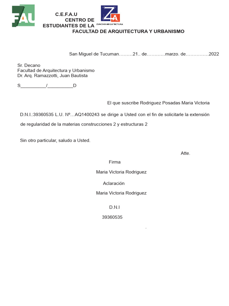 Solicitud de Extensión de Regularidad | PDF