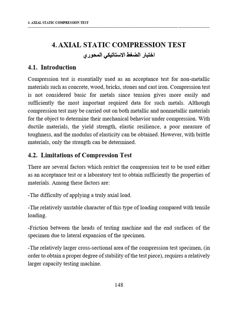 4 Axial Static Compression Test Pdf Deformation Engineering