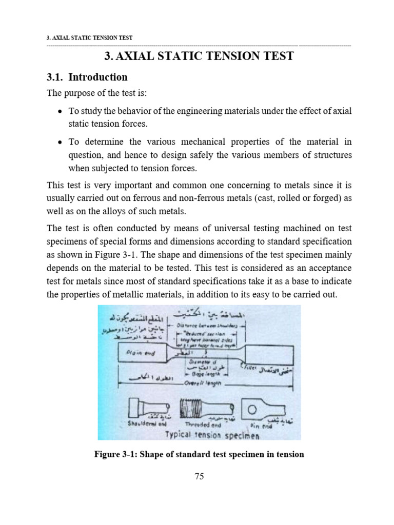 3 - Axial Static Tension Test | PDF | Deformation (Engineering) | Yield ...