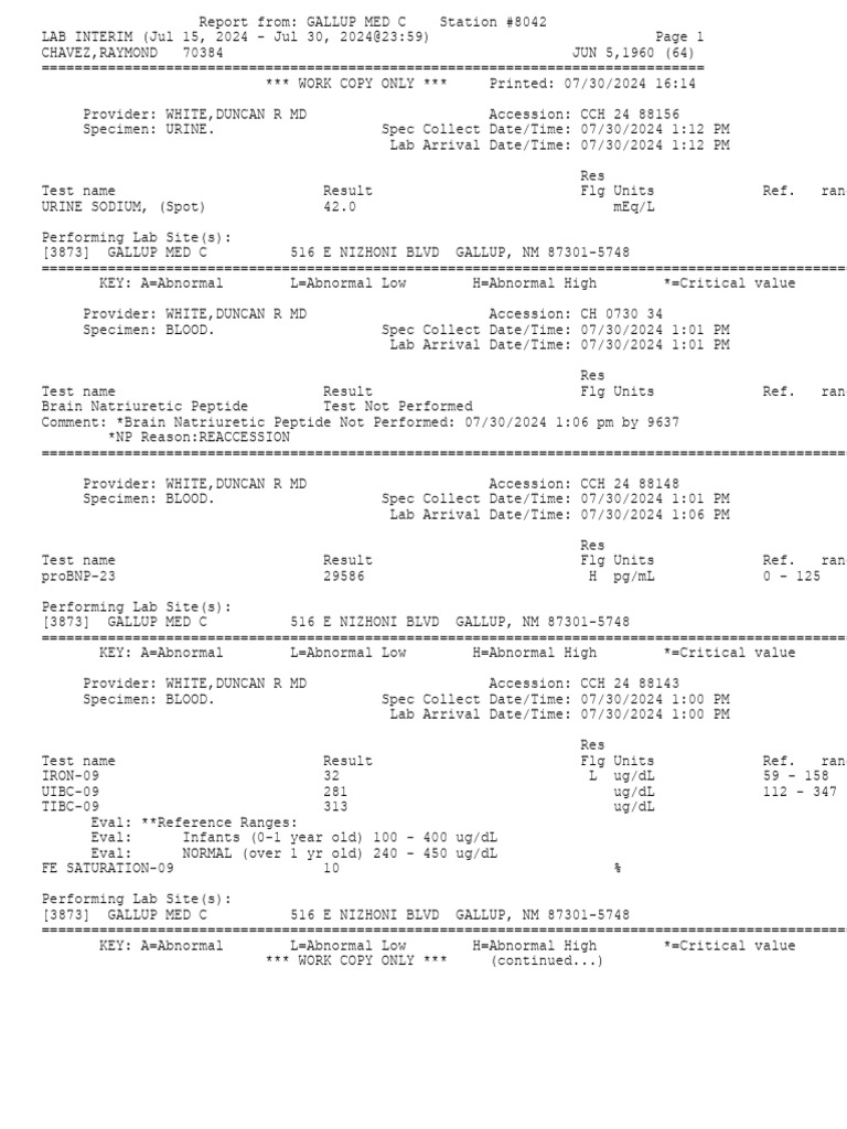 Lab Results for Raymond Chavez | PDF | Creatinine | Medical Specialties