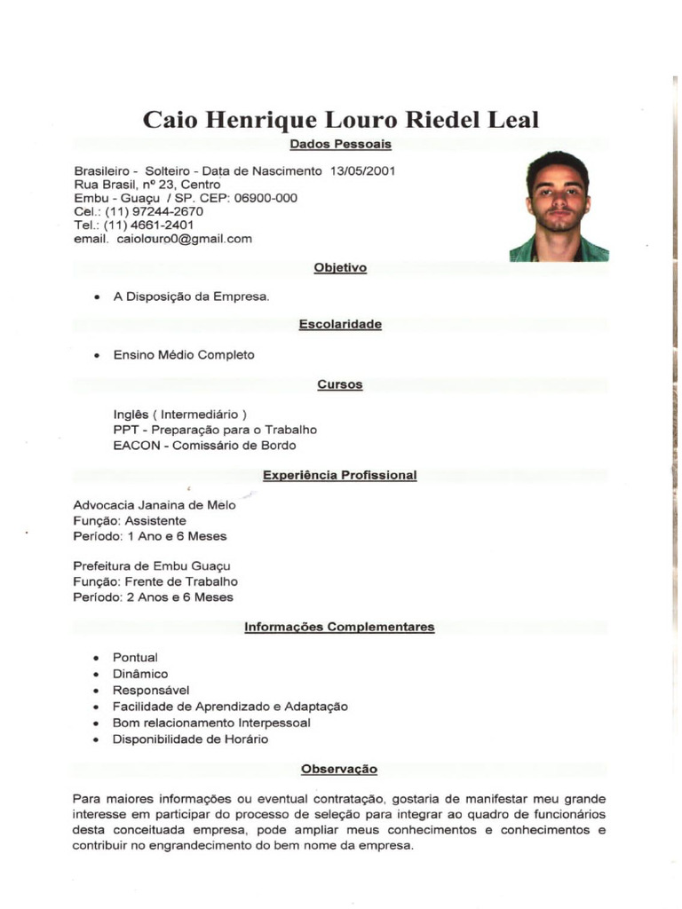 Currículo Do Caio 2022 | PDF