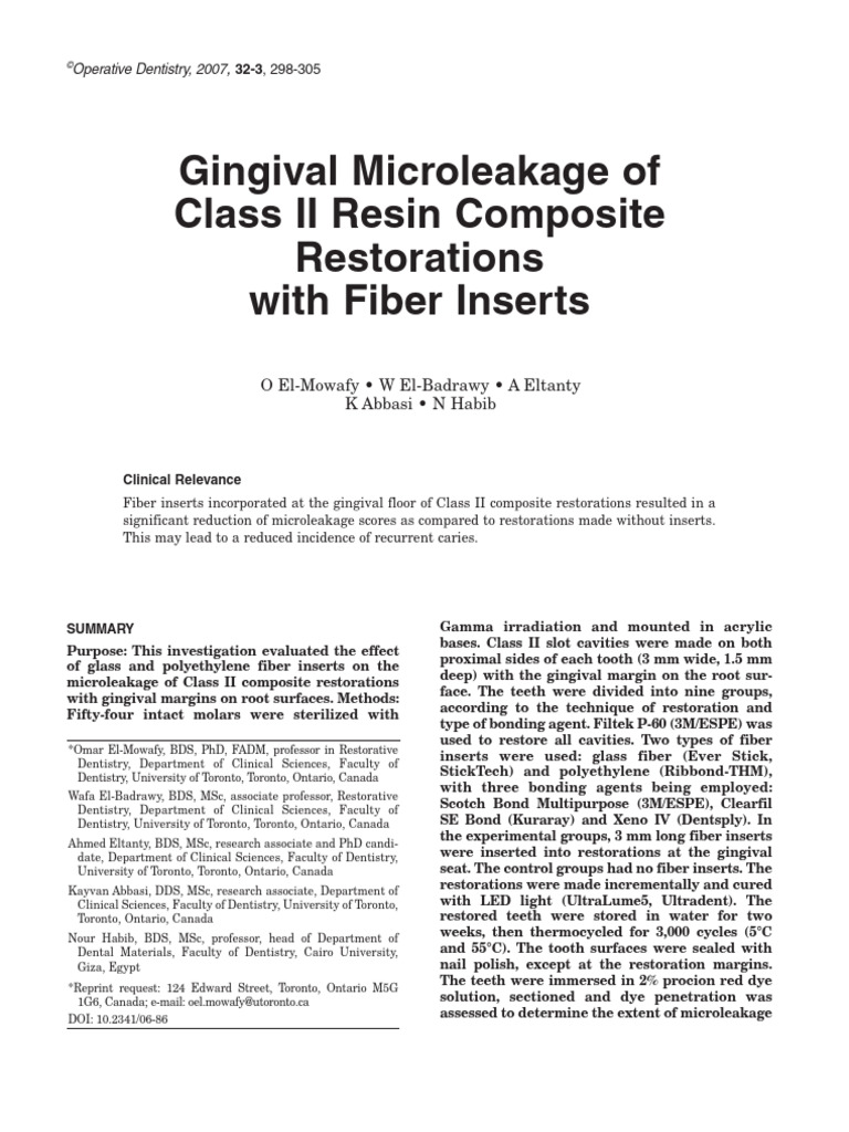 El-Mowafy 2007 Gingival Microleakage of Class II Resin Composite With ...