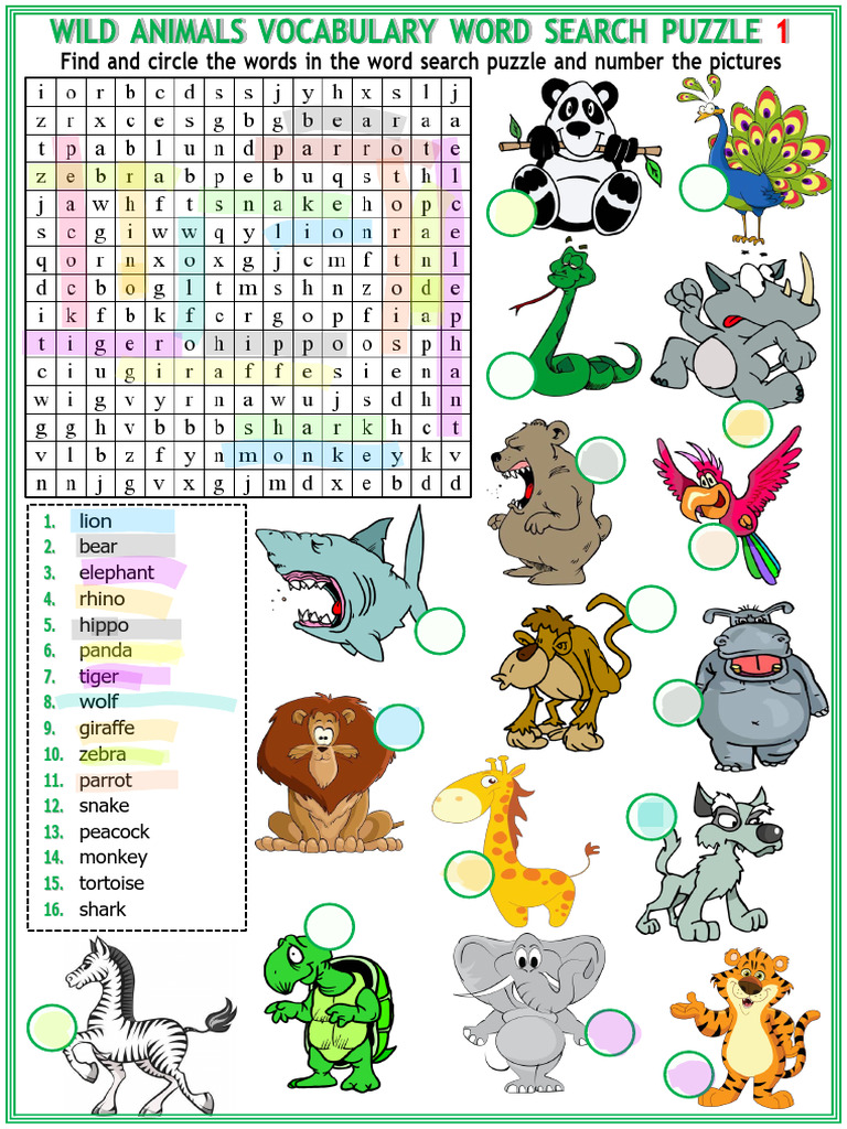 Wild Animals Vocabulary Esl Word Search Puzzle Cobaq 3_copia | PDF