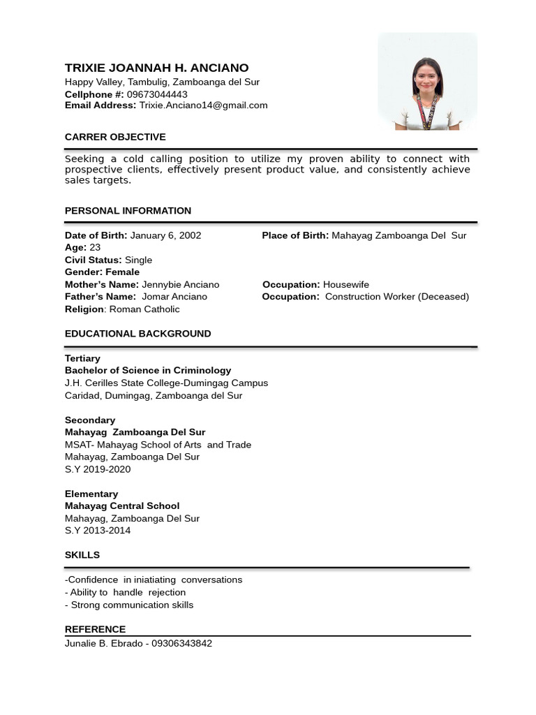 Malolot Resume 1 | PDF