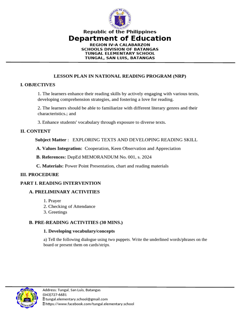 LESSON PLAN ON CATCH UP FRIDAY JAN 19. | PDF | Reading Comprehension ...