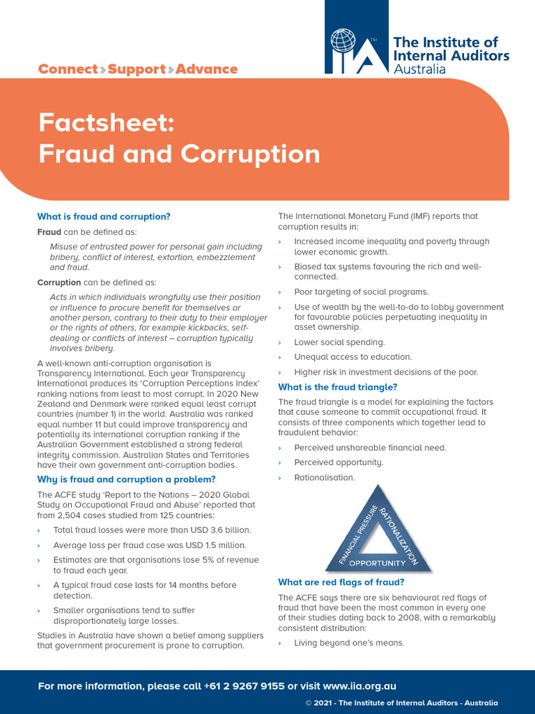 Factsheet: Fraud and Corruption: Connect Support Advance | PDF | Internal Audit | Corruption