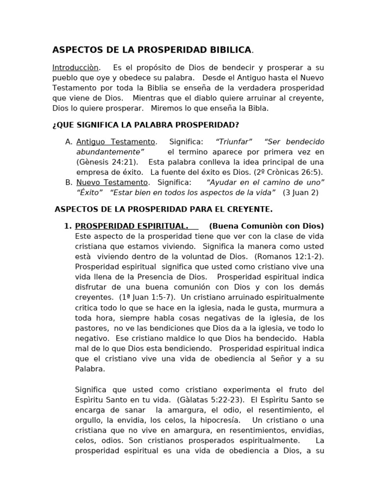 ASPECTOS DE LA PROSPERIDAD BIBILICA | PDF | Dios | Oración