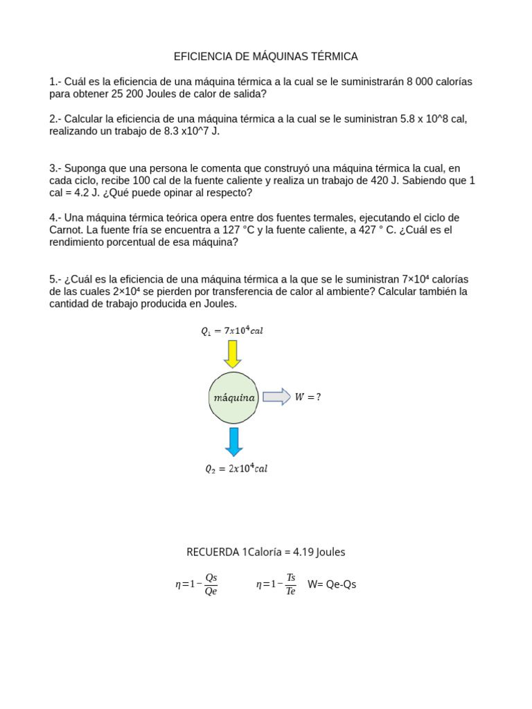 Ejercicios Eficiencia Termica | PDF