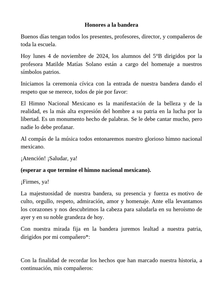 Honores A La Bandera | PDF