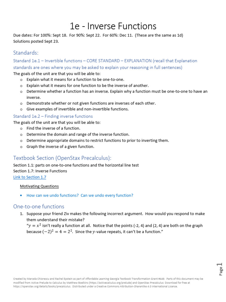1e - Inverse functions | PDF | Function (Mathematics) | Mathematical Logic