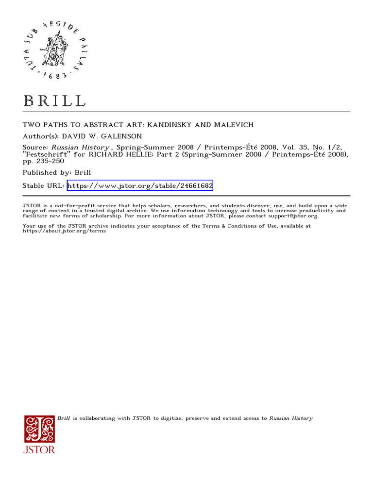 Galenson. Two Paths To Abstract Art - Kandinsky and Malevich. | PDF ...