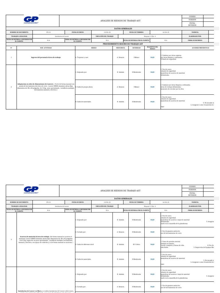 Ast Xinquan 140225 Instalacion de Louver Xinquan 1.5 Eje A | PDF