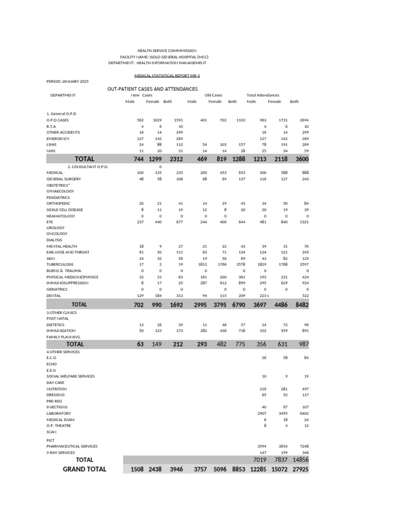 Isolo General Hospital OPD Statistics | PDF | Medicine | Health Care