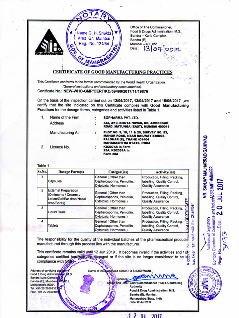 CERTIFICADO BUENAS PRACTICAS DE MANUFACTURAS | PDF