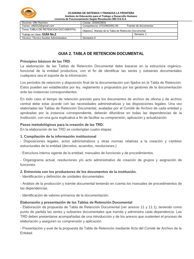 Guía TRD: Creación y Gestión Documental | PDF