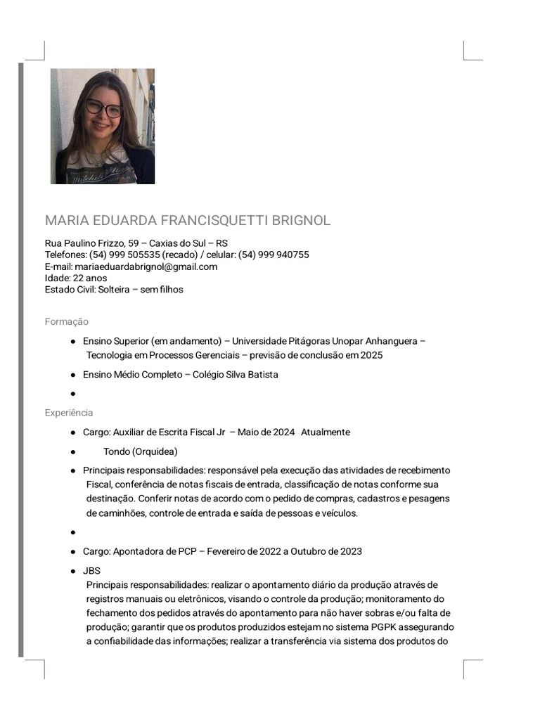 Maria Eduarda Currículo | PDF
