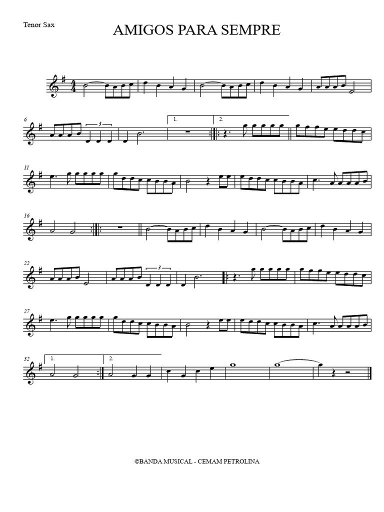 AMIGOS PARA SEMPRE - Tenor Sax | PDF