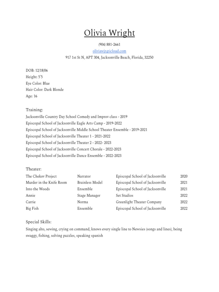 Olivia Wright: Training | PDF