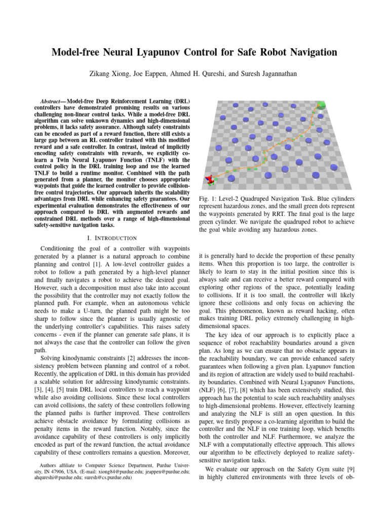 Model-free Neural Lyapunov Control for Safe Robot Navigation | PDF | Artificial Intelligence ...