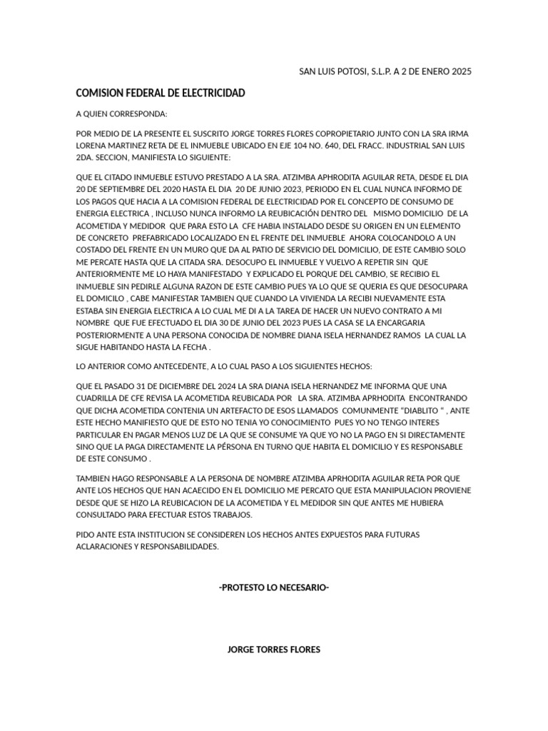 OFICIO CFE EJE 104 | PDF