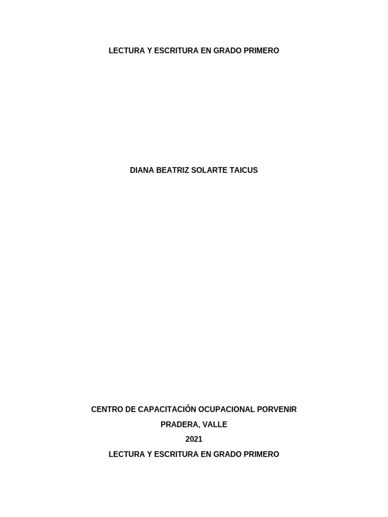 Lectura y Escritura en Grado Primero | PDF | Dislexia | Comprensión lectora