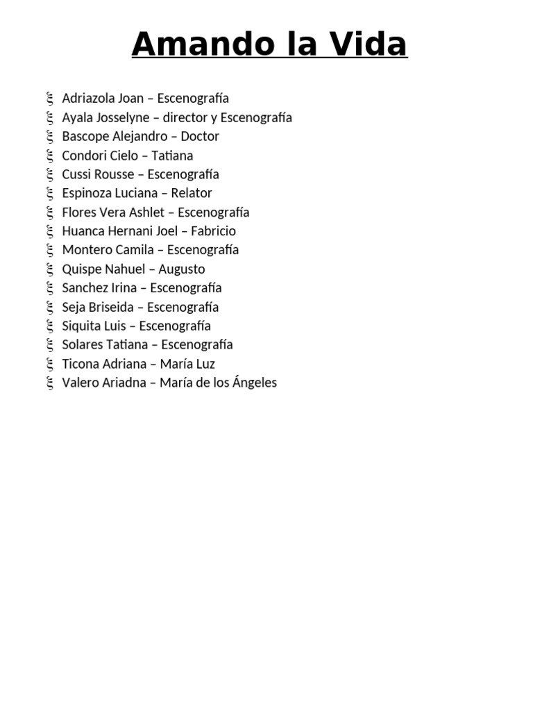 Amando La Vida Personajes | PDF