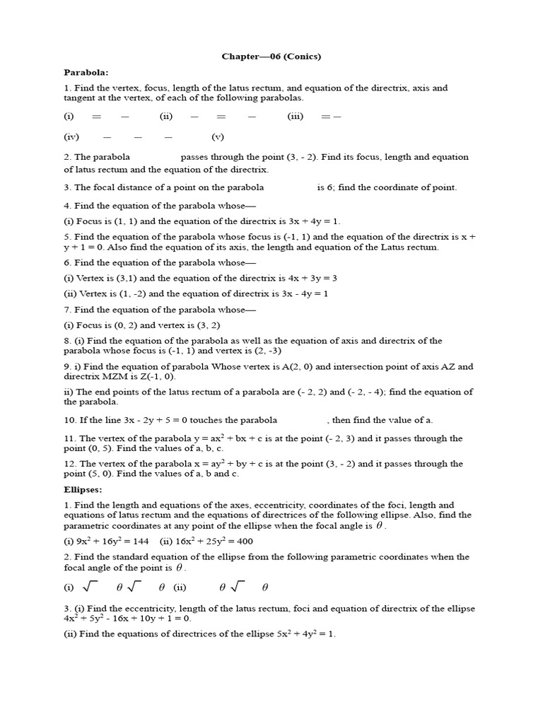 Conic Sections: Parabolas, Ellipses, Hyperbolas | PDF | Ellipse | Geometry