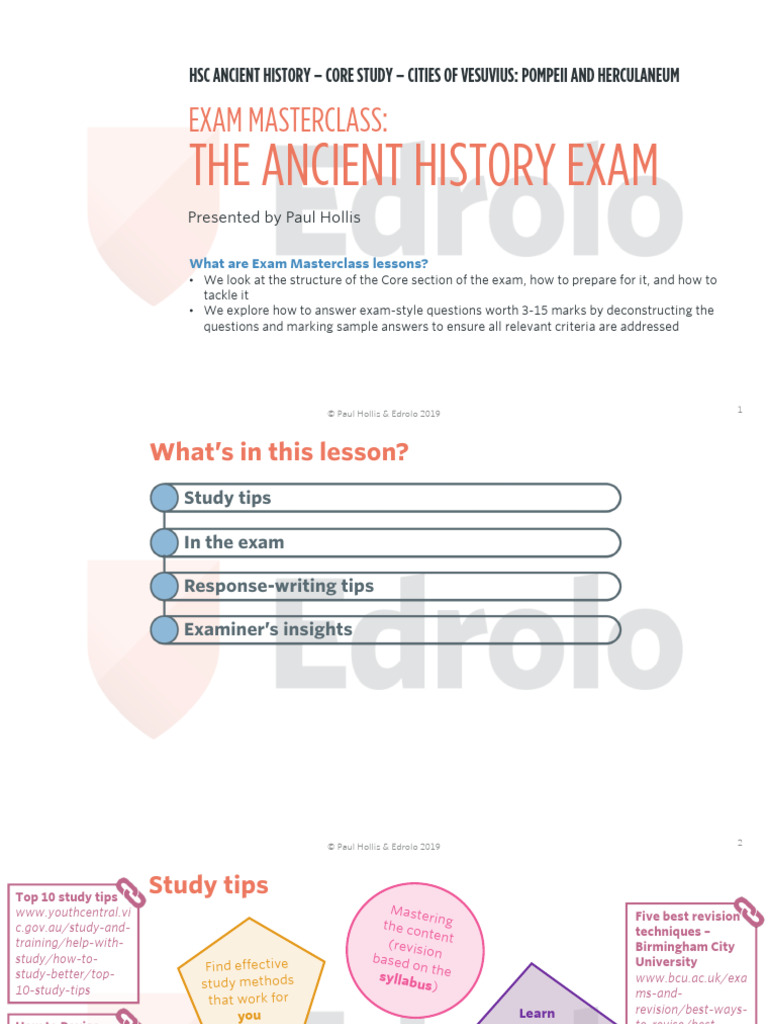 HSC Ancient History Exam Tips: Pompeii | PDF | Multiple Choice | Knowledge
