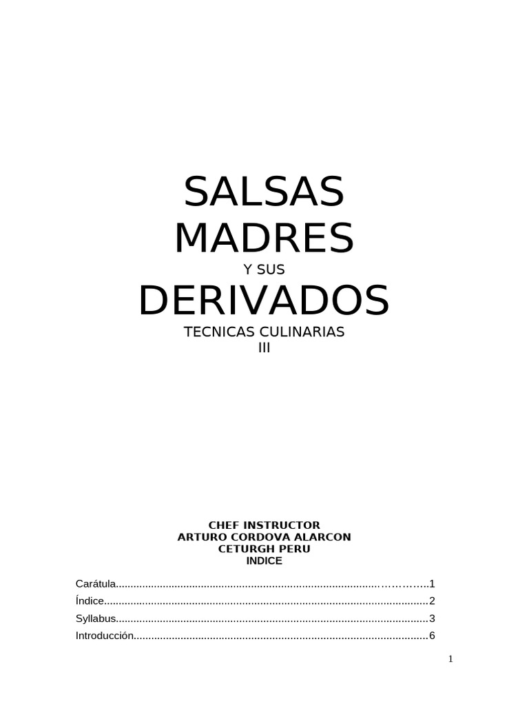 Modulo de Tecnicas Culinarias III Salsas Madres y Sus Derivadas Junio 2012 | PDF | Caldo | Salsa
