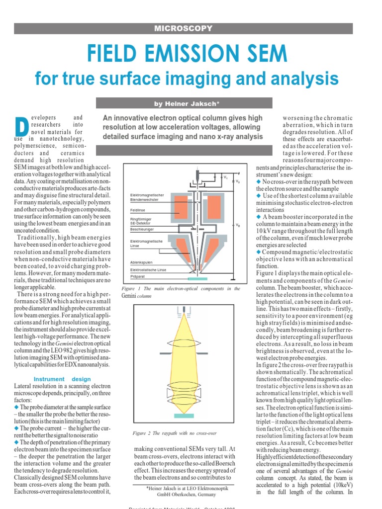 Fe Sem For True Surface Imaging And Analysis Scanning Electron Microscope Angular Resolution