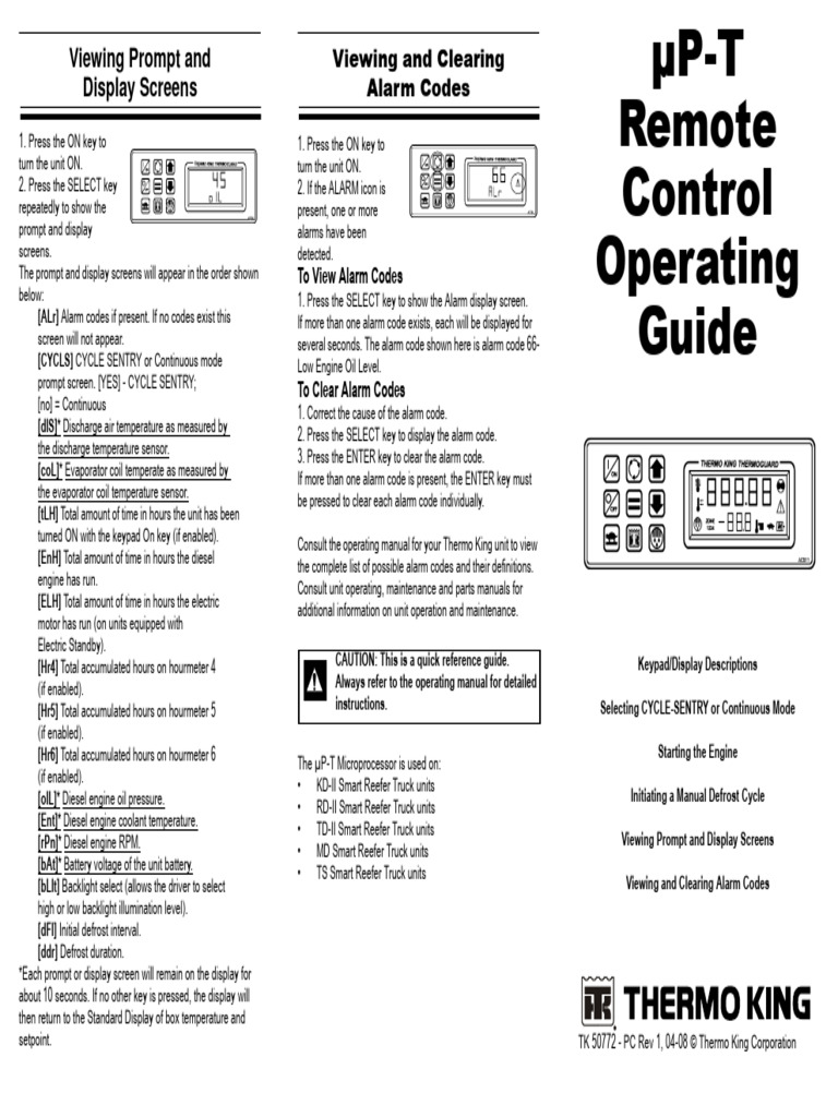 Thermo King Unit Display and Alarm Guide | PDF | Manufactured Goods