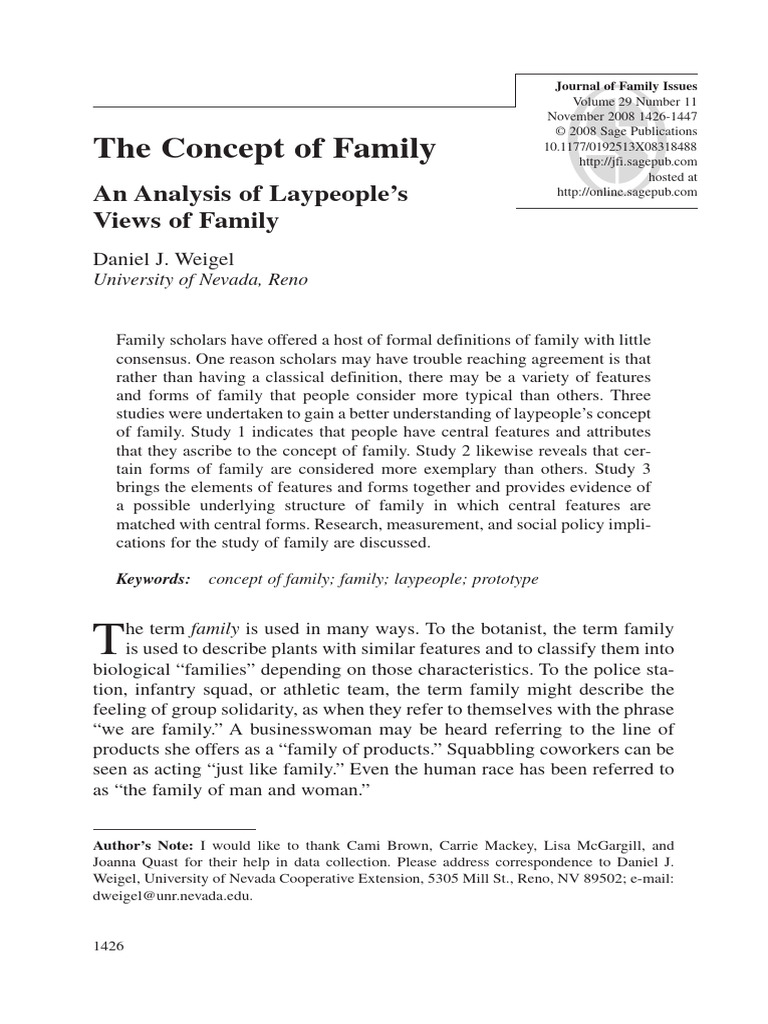 Weigel 2008 The Concept of Family An Analysis of Laypeople S Views of ...