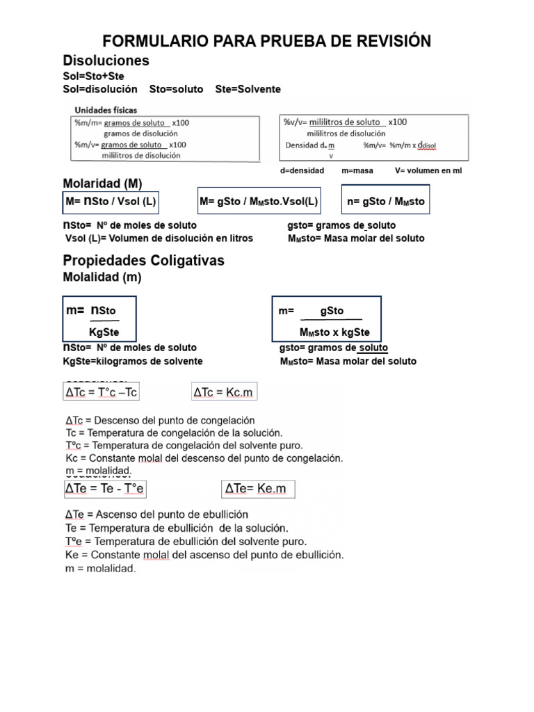 Fórmula de Prueba de Revisión Química | PDF