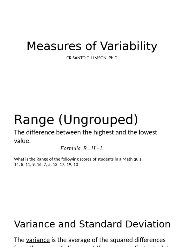 Measures of Variability | PDF | Variance | Standard Deviation