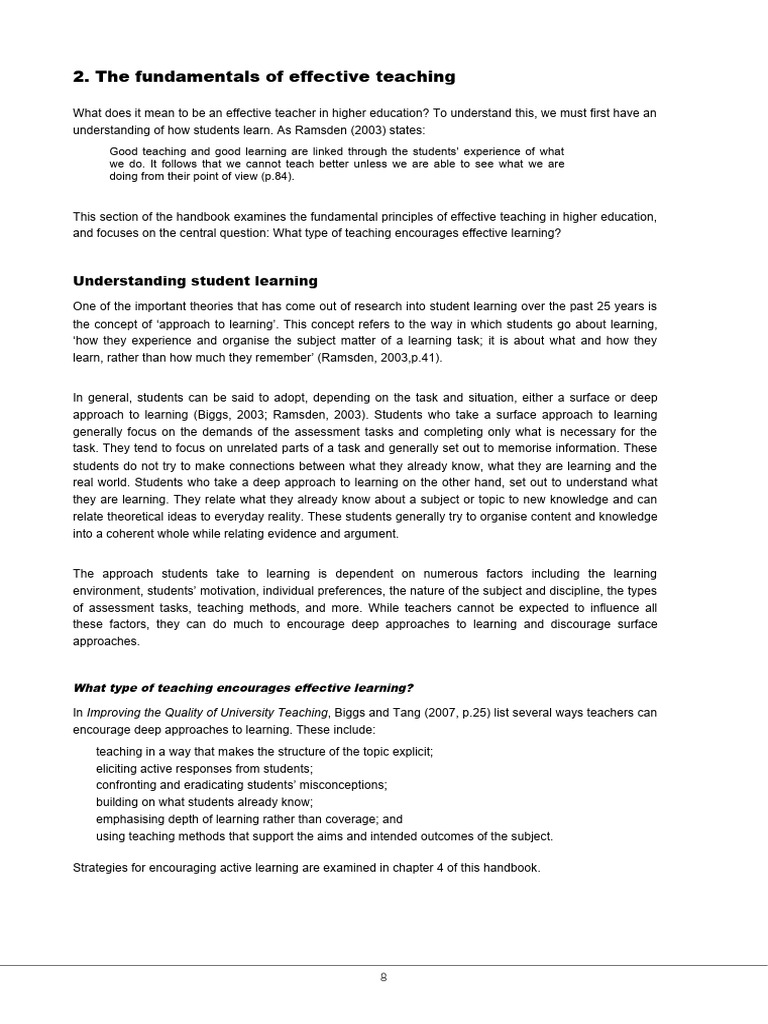 Chapter 2 the Fundamentals of Effective Teaching | PDF | Teachers | Learning