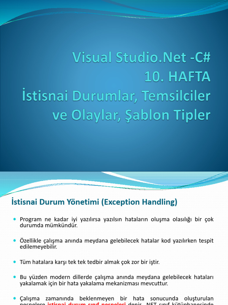 10.Hafta YMH 219 Nesne Tabanlı Programlama | PDF