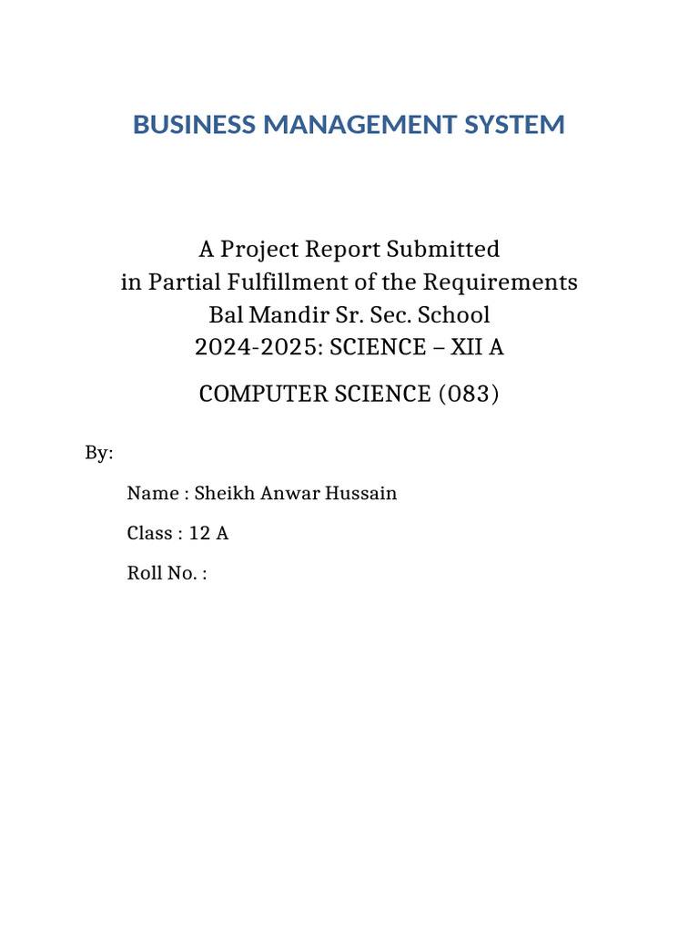 Business Management System Report Adjusted | PDF | Computing | Computer Architecture