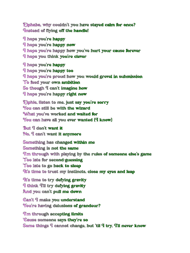Defying Gravity Lyrics | PDF
