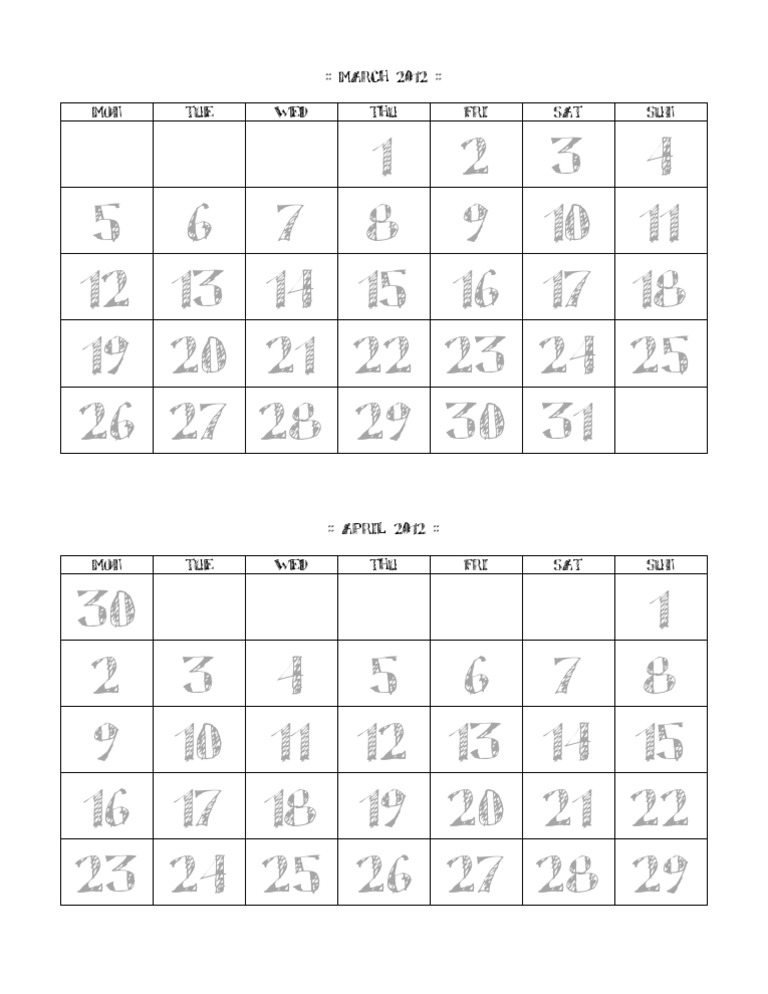 Monthly Calendar for March-April 2012 | PDF | Technology & Engineering