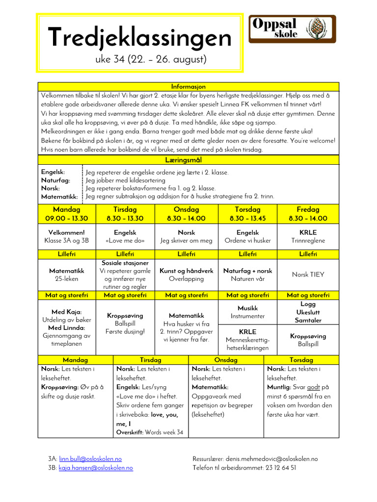 Tredjeklassingen Uke 34 | PDF