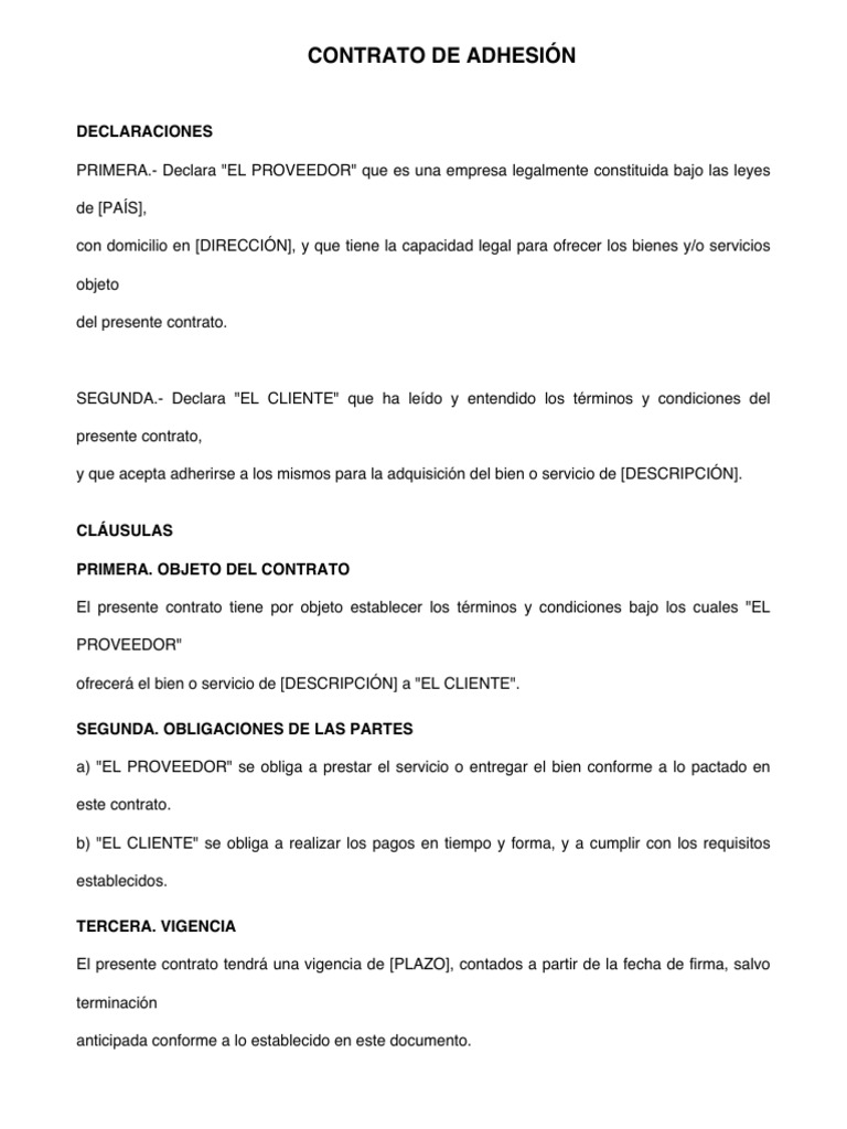 Contrato de Adhesión: Términos y Condiciones | PDF
