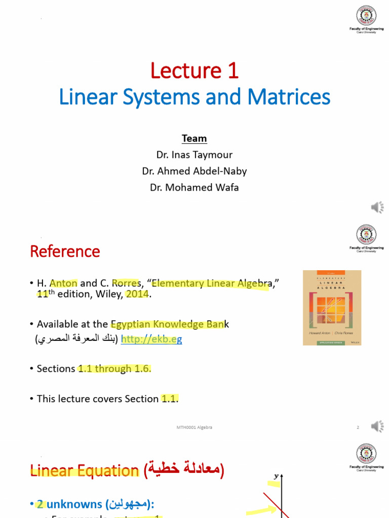 L01_Slides_LinearSystemsAndMatrices | PDF | System Of Linear Equations ... L01_Slides_LinearSystemsAndMatrices | PDF | System Of Linear Equations ...