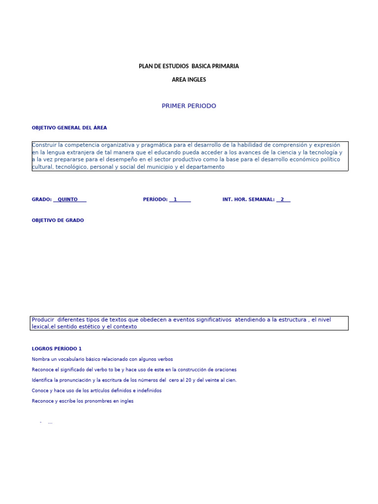 Plan de Estudioi Ingles Paty y Nana | PDF | Idioma en Inglés | Verbo