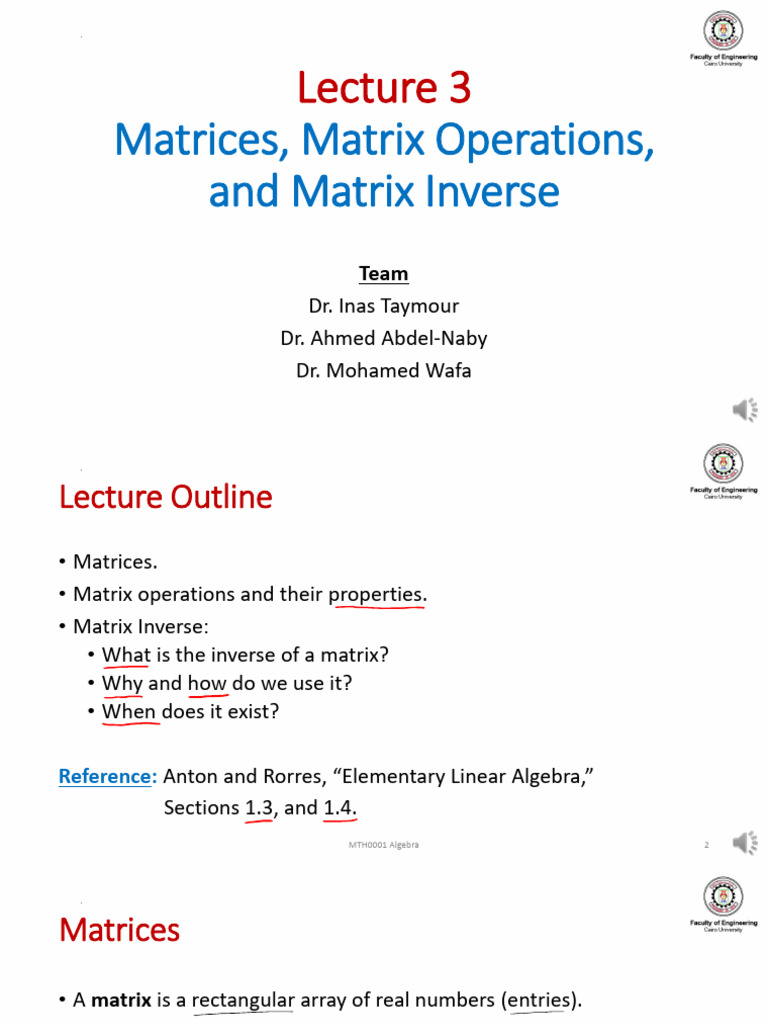 Matrix Operations and Inverses Explained | PDF | Matrix (Mathematics ...
