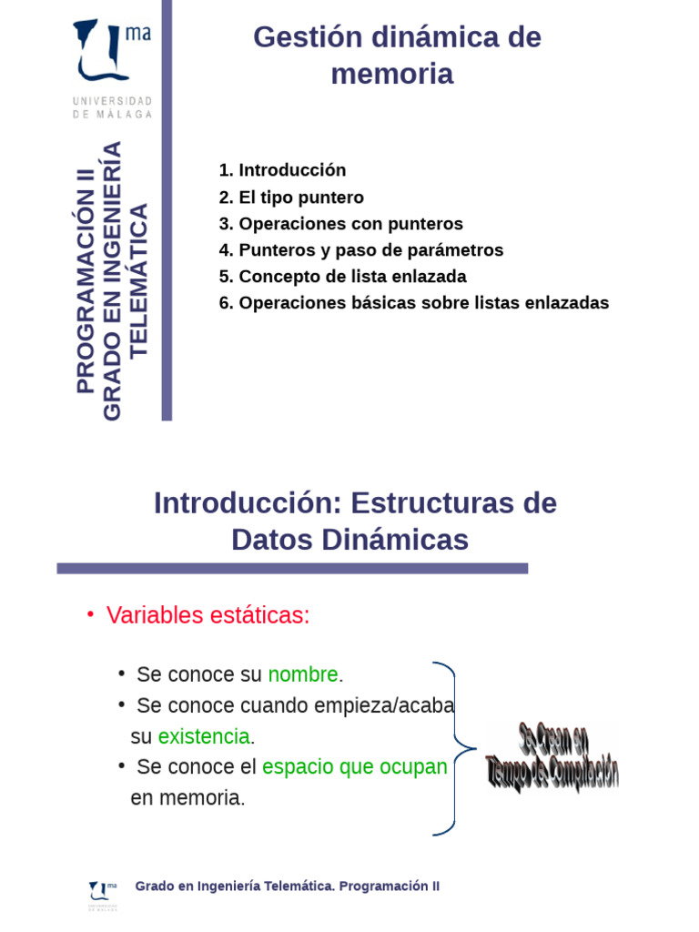 Tema3 Memoria Dinamica Tipo Puntero | PDF | Puntero (Programación de computadora) | Datos