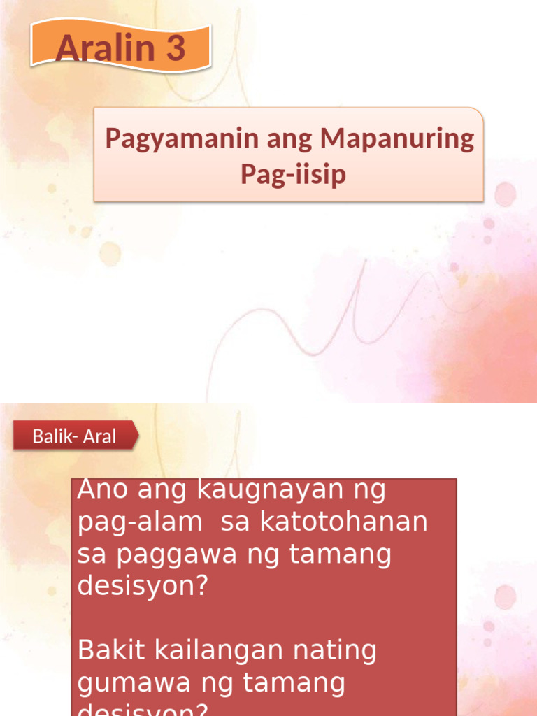 Esp Aralin 3 Yunit 1 | PDF